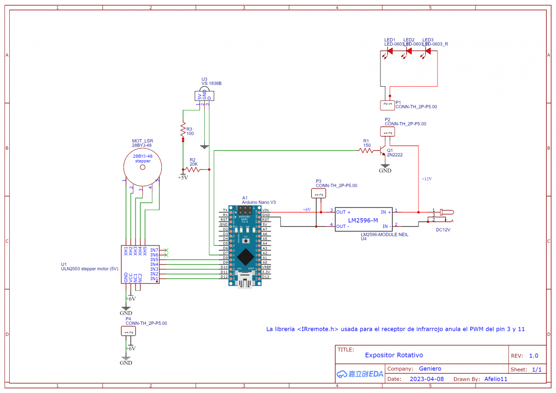 Expositor giratorio luminoso controlado con mando a distancia - Tutoriales de proyectos con Arduino